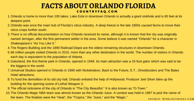 25 Interesting, Fun, Cool Facts About Orlando, Florida, USA - Country FAQ